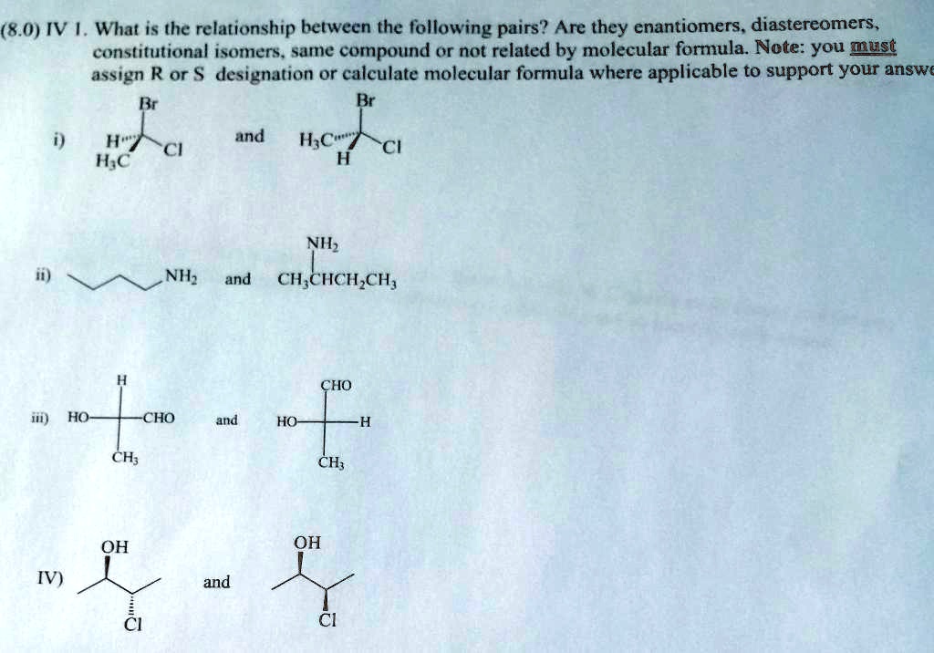 SOLVED: IV. What is the relationship between the following pairs? Are ...