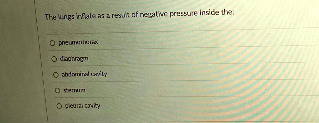 the lungs inflate as a result of negative pressure inside the ...