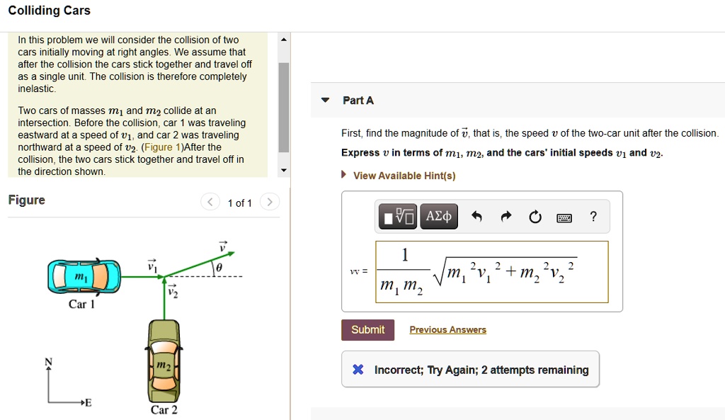 Colliding Cars In this problem, we will consider the collision of two ...