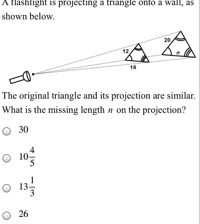 SOLVED: A flashlight 1S projecting a trangle onto a wall; aS shown ...
