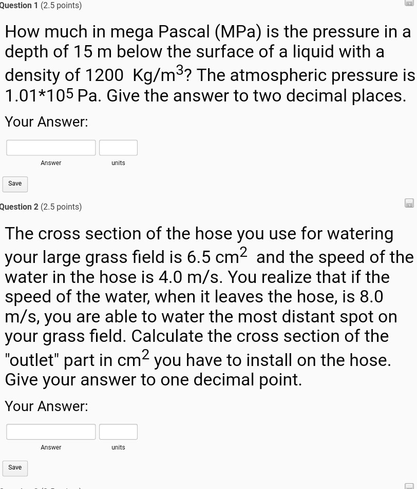 SOLVED:Question (2.5 points) How much in mega Pascal (MPa) is the ...