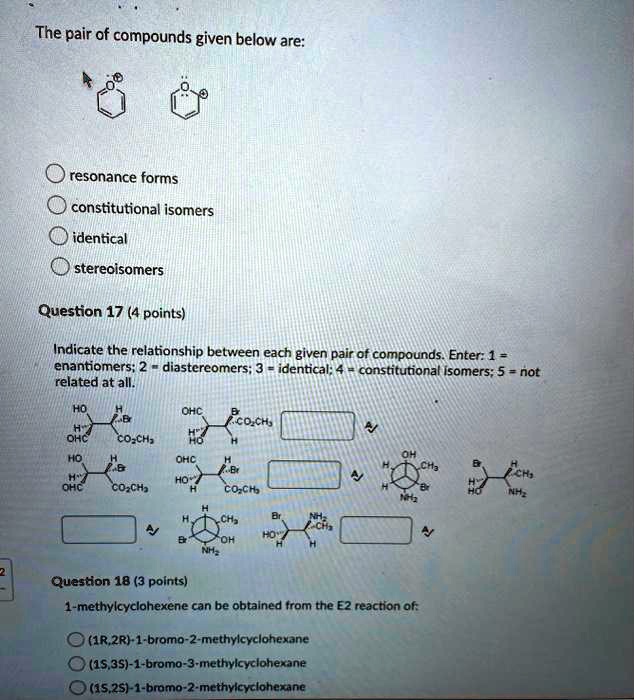 SOLVED: The pair of compounds given below are: resonance forms constitutional isomers identical ...
