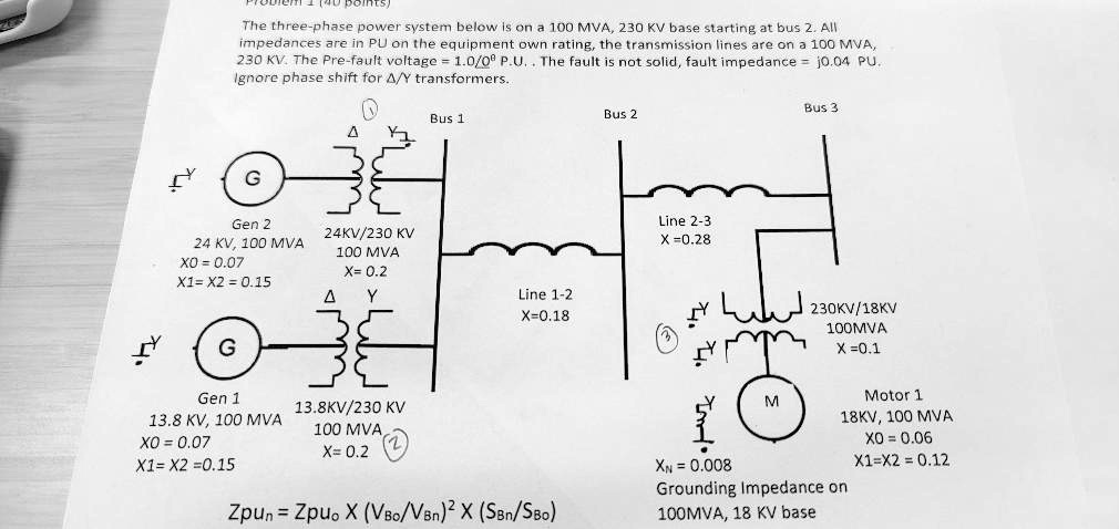 Solved Calculate The Fault Current Contribution In Amps And The Phase Terminal Line Voltage At