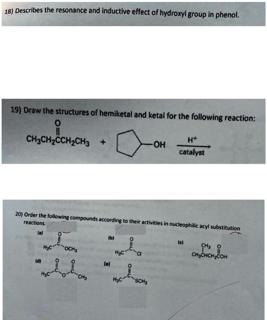 SOLVED: 19) Draw the structures of hemiketal and ketal for the ...