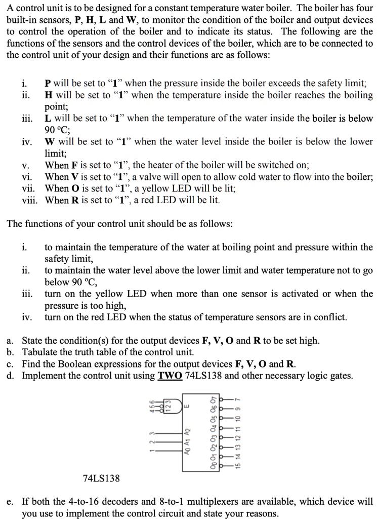 SOLVED: A control unit is to be designed for a constant temperature ...