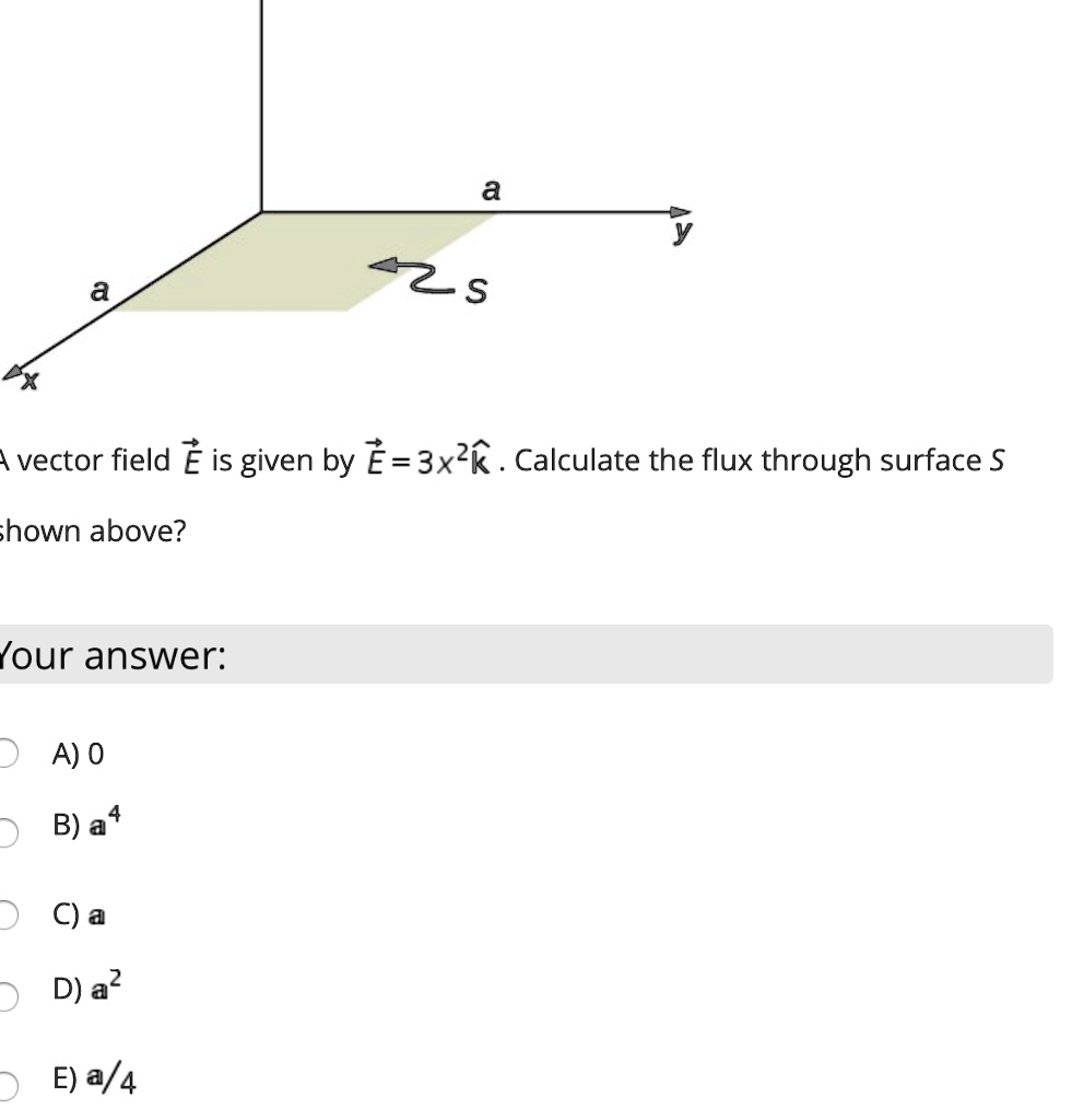 A vector field E⃗ is given by E⃗ = 3x^2 k̂. Calculate the flux through ...