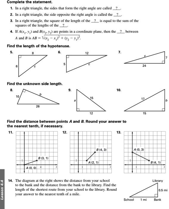 SOLVED:Complete the statement: right trizngle, the sides that form the ...