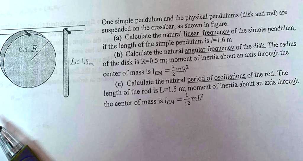 SOLVED: pendulum and the physical pendulums (disk and rod) are One ...