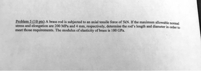SOLVED: The modulus of elasticity of brass is 100 GPa.