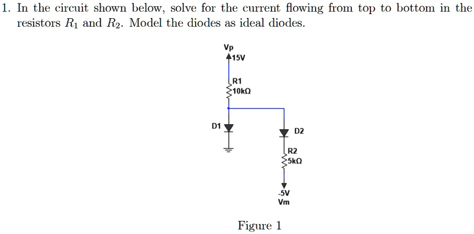 SOLVED: In the circuit shown below, solve for the current flowing from top to bottom in the ...