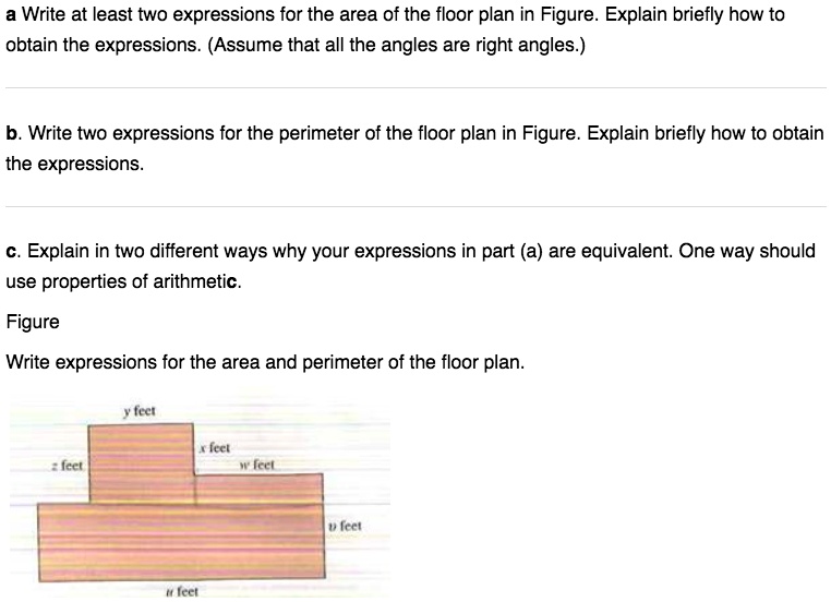 a write at least two expressions for the area of the floor plan in ...