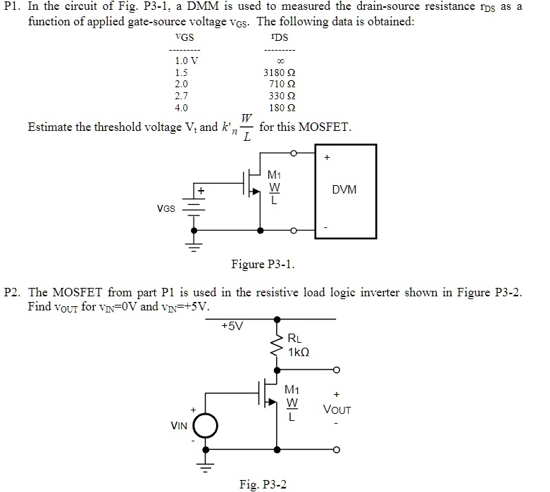 texts p1 in the circuit of fig p3 1 a dmm is used to measure the drain ...