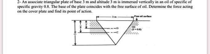 SOLVED: An equilateral triangular plate with a base of 3 m and an ...