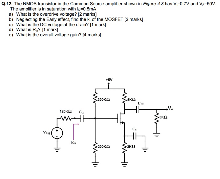 Q.12. The NMOS transistor in the Common Source amplifier shown in ...