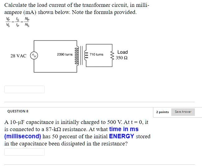 SOLVED: Calculate the load current of the transformer circuit, in ...