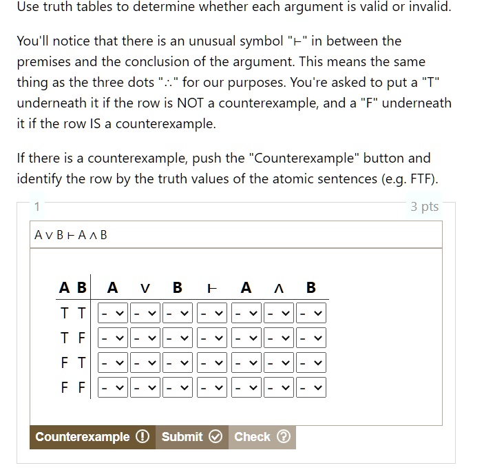 use truth tables to determine whether each argument is valid or invalid ...