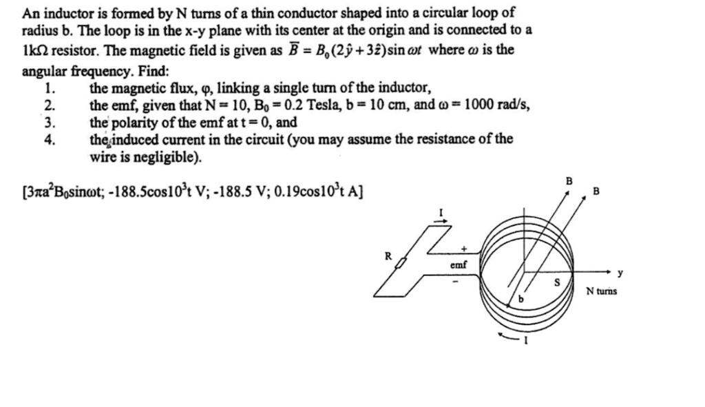 An inductor is formed by N turns of a thin conductor shaped into a ...