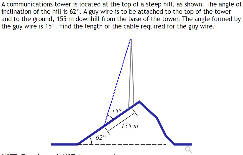 a communications tower is located at the top of a steep hill as shown ...