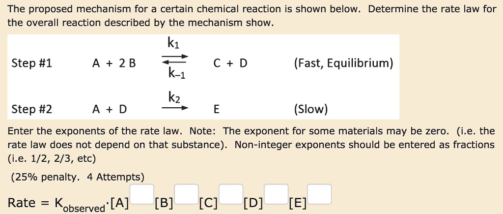 SOLVED: The proposed mechanism for a certain chemical reaction is shown ...