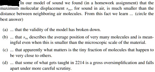 SOLVED: In our model of sound, we found (in a homework assignment) that ...