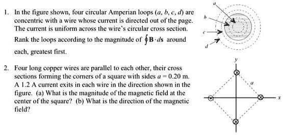 SOLVED: In the tigure shown; four circular Amperian loops ( , b. d)are concentrie with wire ...