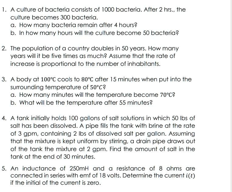 a culture of bacteria consists of 1000 bacteria after 2 hrs the culture ...