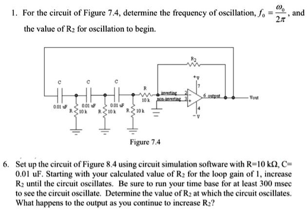 SOLVED: For the circuit of Figure 7.4, determine the frequency of oscillation f and the value of ...