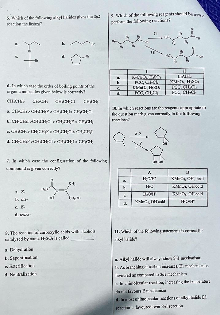 which of the following alkyl halides gives the sn2 reaction the fastest ...