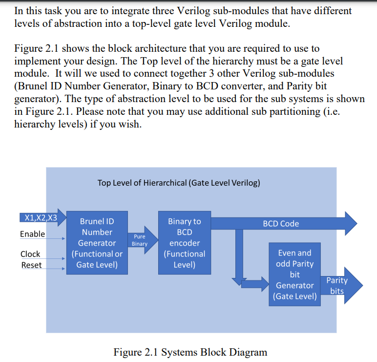 Solved In This Task You Are To Integrate Three Verilog Sub Modules That Have Different Levels 9817