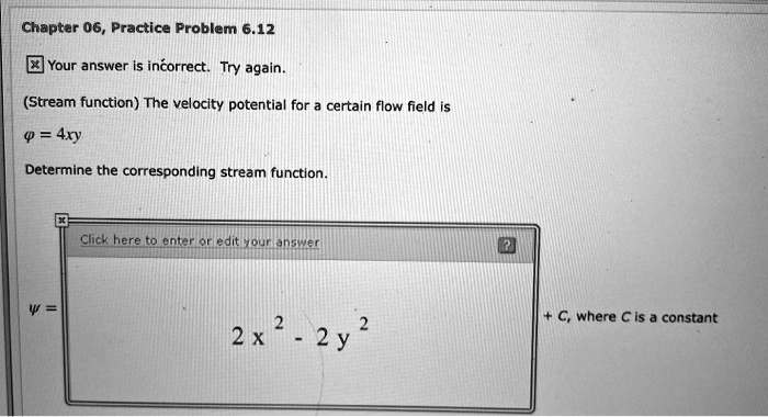 Stream function: The velocity potential for a certain flow field is Î ...