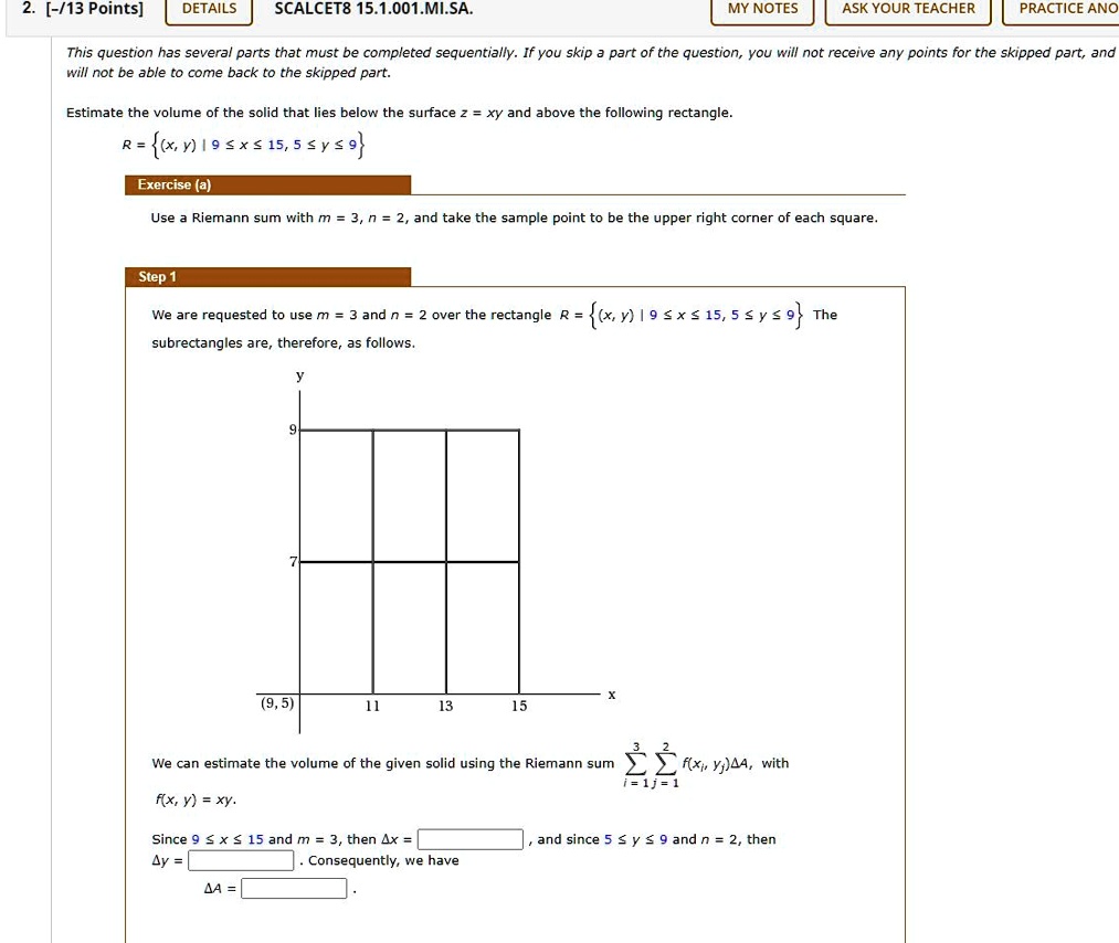 SOLVED: 2. [-/13 Points] DETAILS SCALCET8 15.1.001.MLSA MY NOTES ASK ...