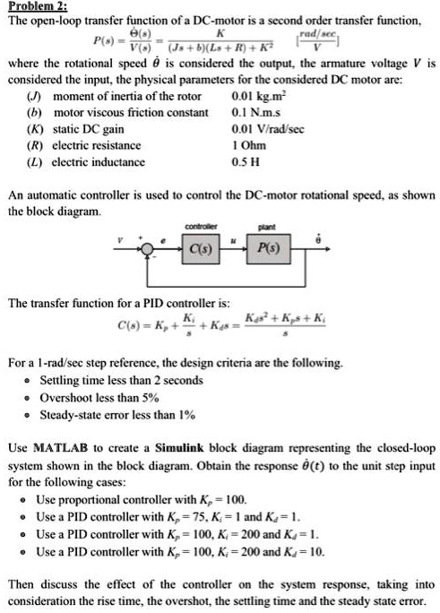 SOLVED: Problem 2: The open-loop transfer function of a DC motor is a ...