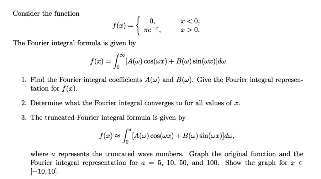 Solved Consider The Function I 0 F C Te I The Fourier Integral