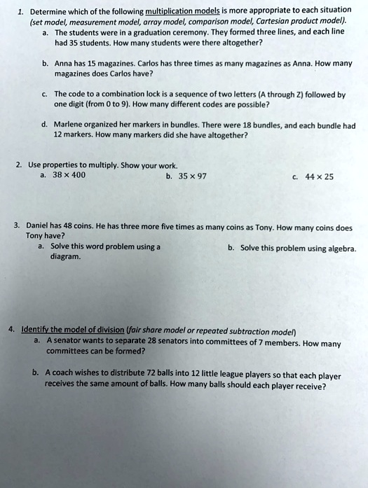 SOLVED: Determine which ofthe following multiplication models more ...