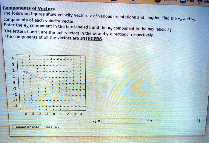 components of vectors the following figures show velocity vectors of various orientations and ...