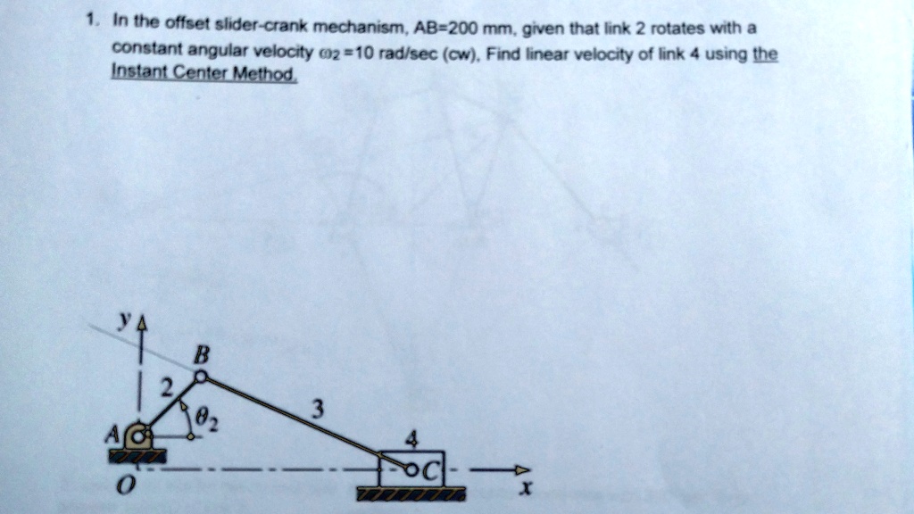 SOLVED: In the offset slider-crank mechanism, AB = 200 mm. Given that ...