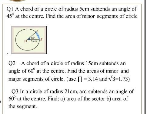 SOLVED: 'plzz answer me friends Q1 A chord of a circle of radius Sem ...