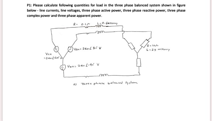 SOLVED: Please calculate the following quantities for the load in the three-phase balanced ...