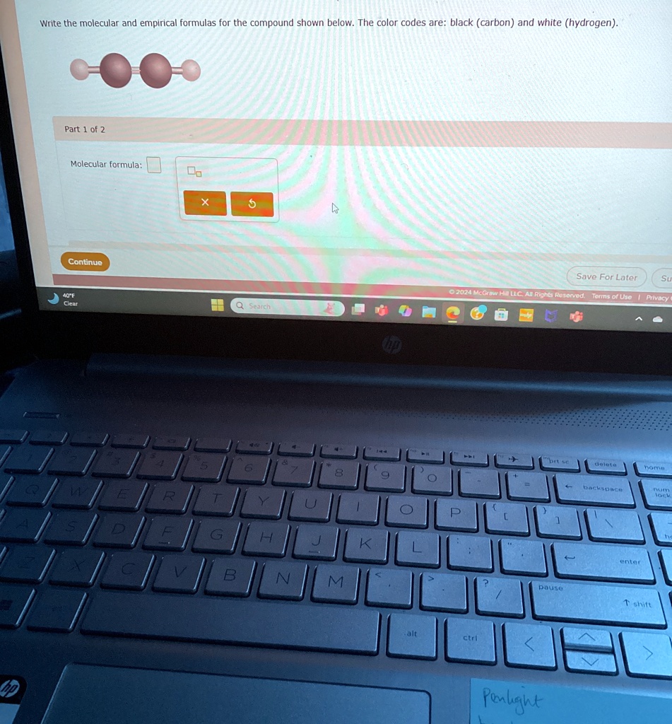 Write the molecular and empirical formulas for the compound shown below ...