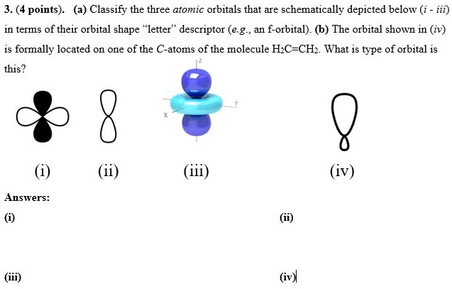 SOLVED: 3. (4 points) (a) Classify the three atomic orbitals that are ...
