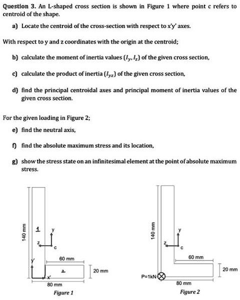 Question 3. An L-shaped cross section is shown in Figure 1 where point c refers to centroid of ...