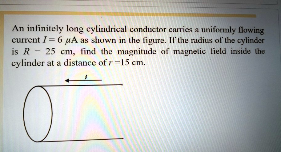 an infinitely long cylindrical conductor carries uniformly flowing ...