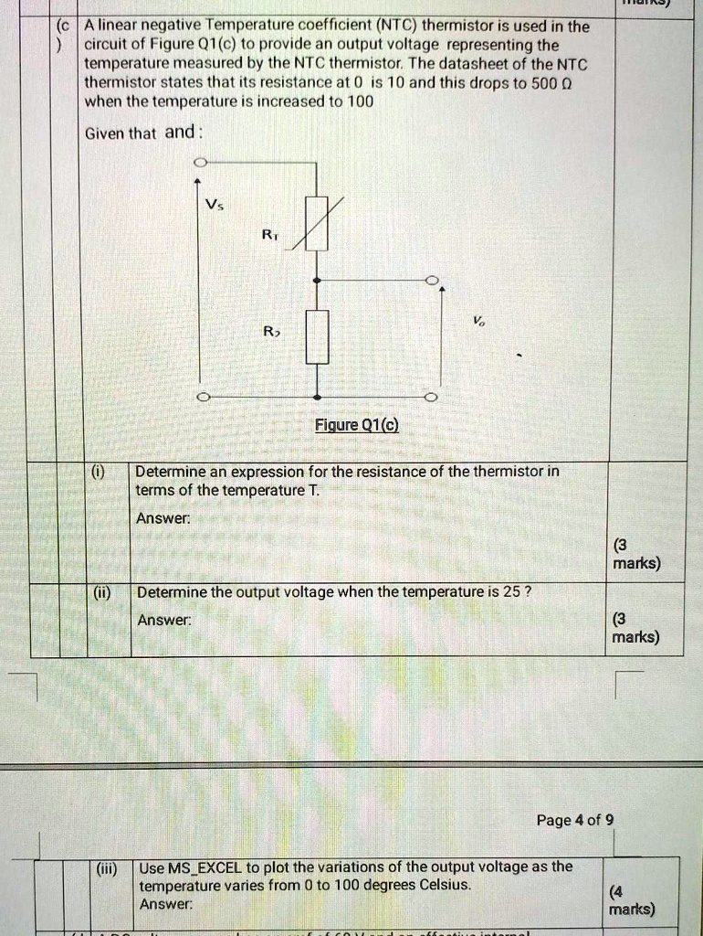 a linear negative temperature coefficient ntc thermistor is used in the ...