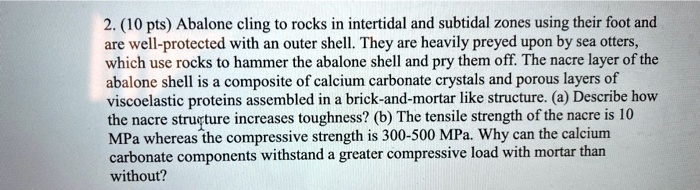 2. (10 pts) Abalone cling to rocks in intertidal and subtidal zones ...