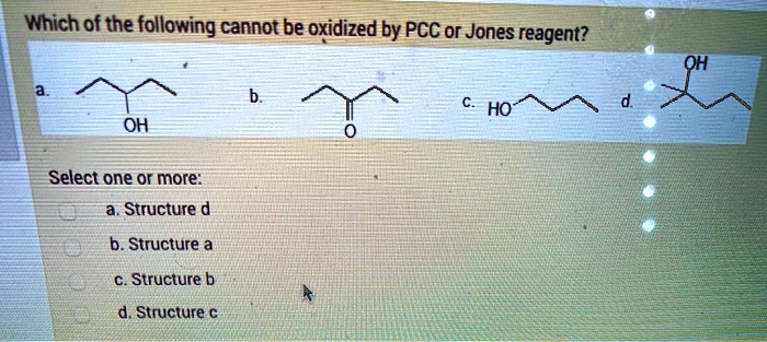 SOLVED: Which of the following cannot be oxidized by PCC or Jones ...
