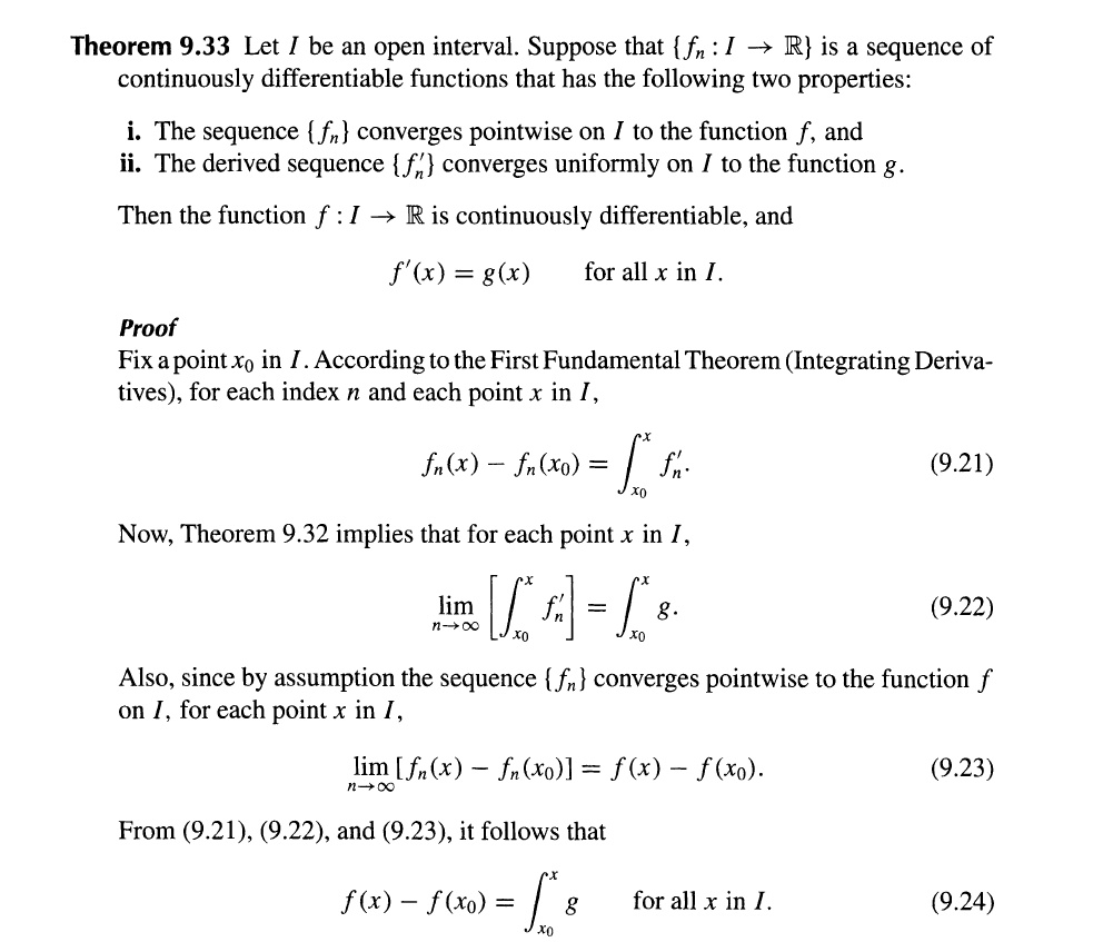 Solved Theorem 933 Let Be An Open Interval Suppose That Fn ∈ ℠Is A Sequence Of