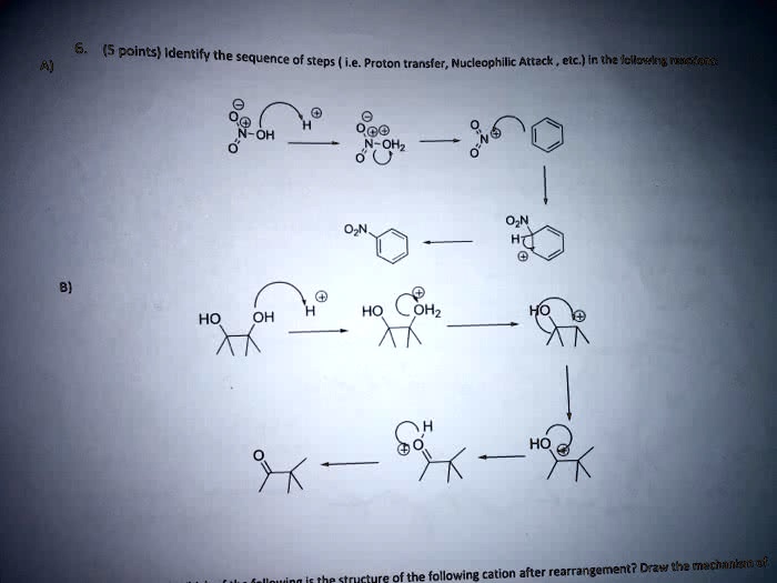 ' A) the sequence of steps (ie. Proton transfer, Nucleophilic Attack ...