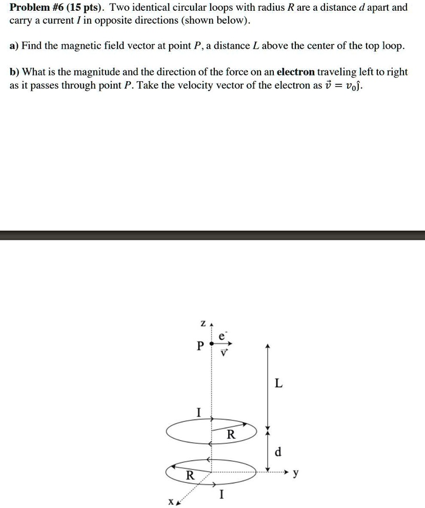 SOLVED: Problem #6 (15 pts): Two identical circular loops with radius R are a distance d apart ...