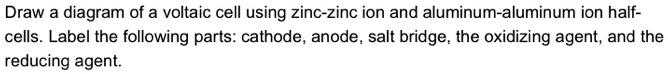 Draw a diagram of a voltaic cell using zinc zinc ion and...