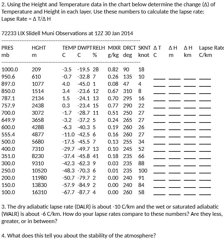 How do i calculate the lapse rate and how can i answer the...